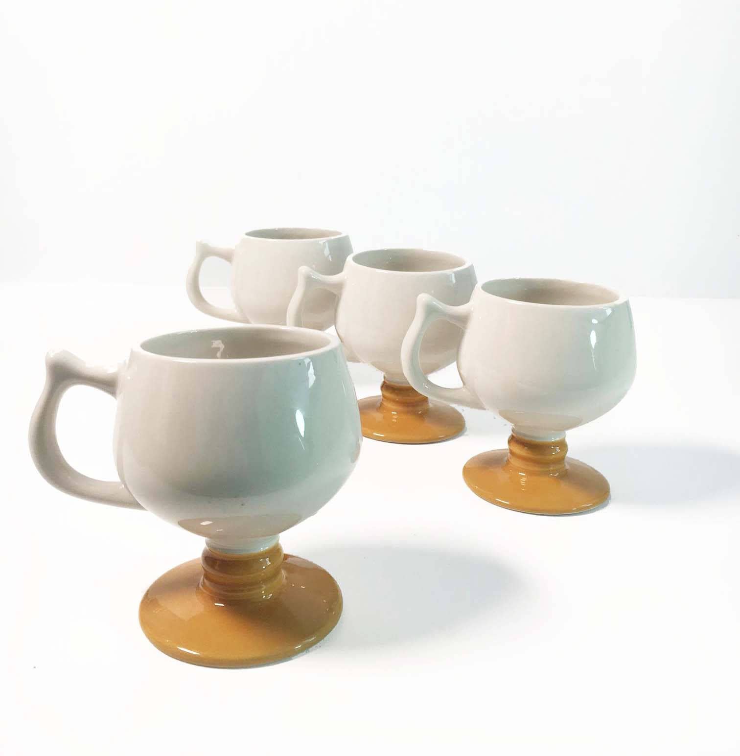 Set of 4 Vintage Hall Stoneware Mugs No. 2274 - Cream Tan Brown ...