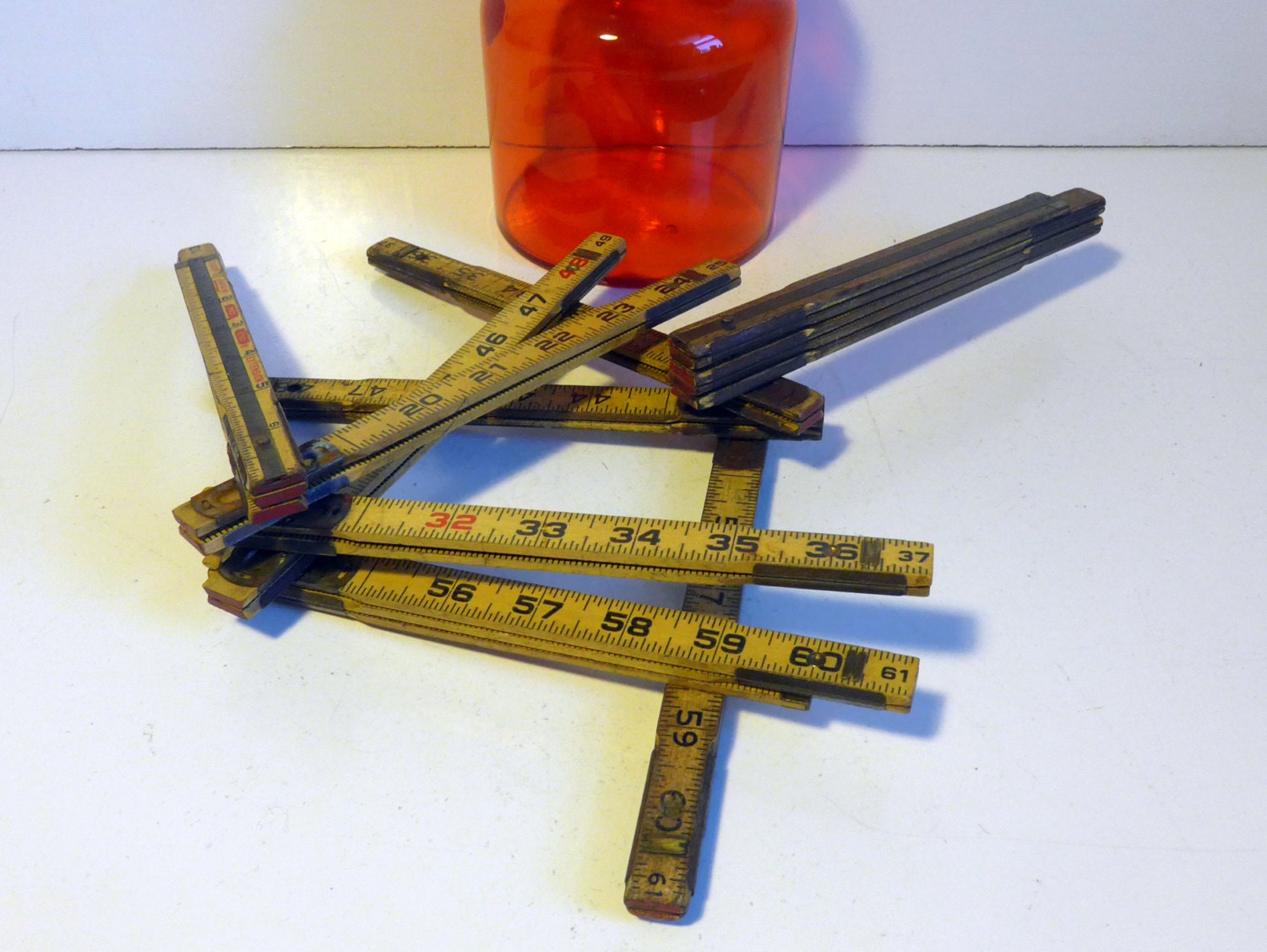 Vintage Wood & Metal Expandable Lufkin 72 RED END Extension Rule ...