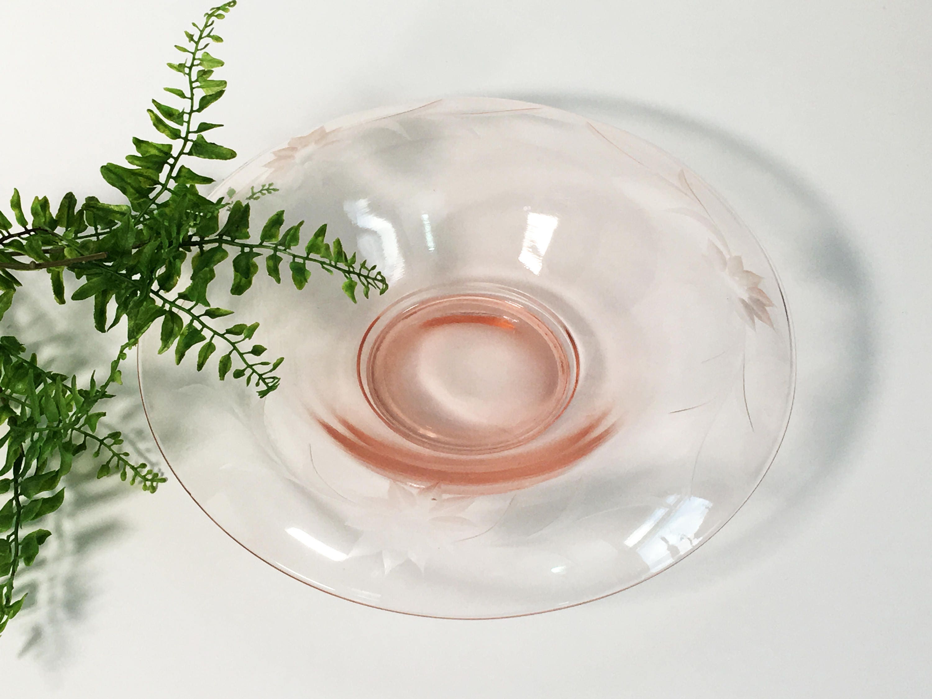 Vintage / Antique Rolled Edge Console Glass Bowl - Pink Depression ...