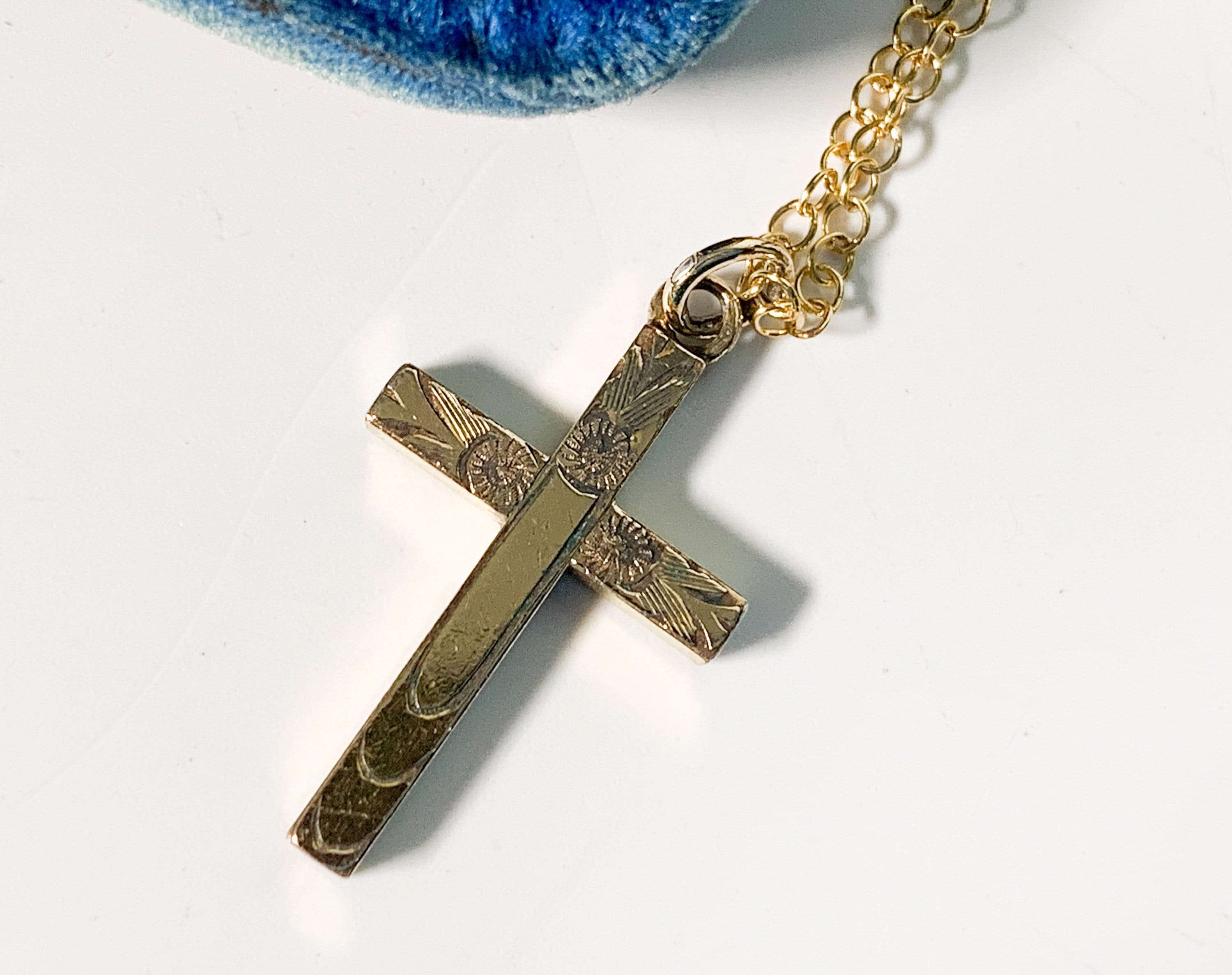 Vintage Gold Filled Etched Cross Necklace on 14K Gold Filled Chain ...