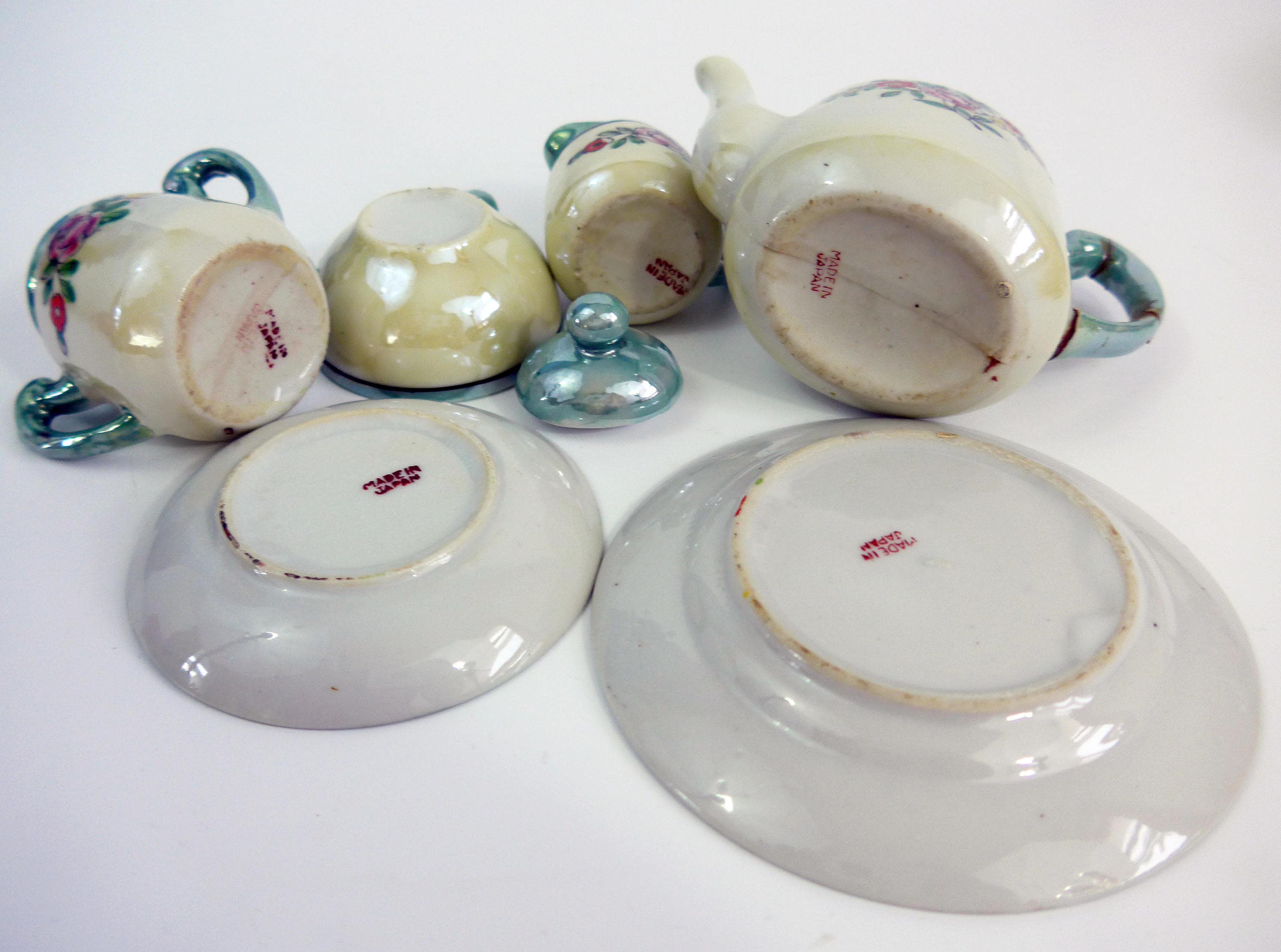 Vintage 23 Piece Chidren Lusterware Dish Play Set Retro China Tableware ...