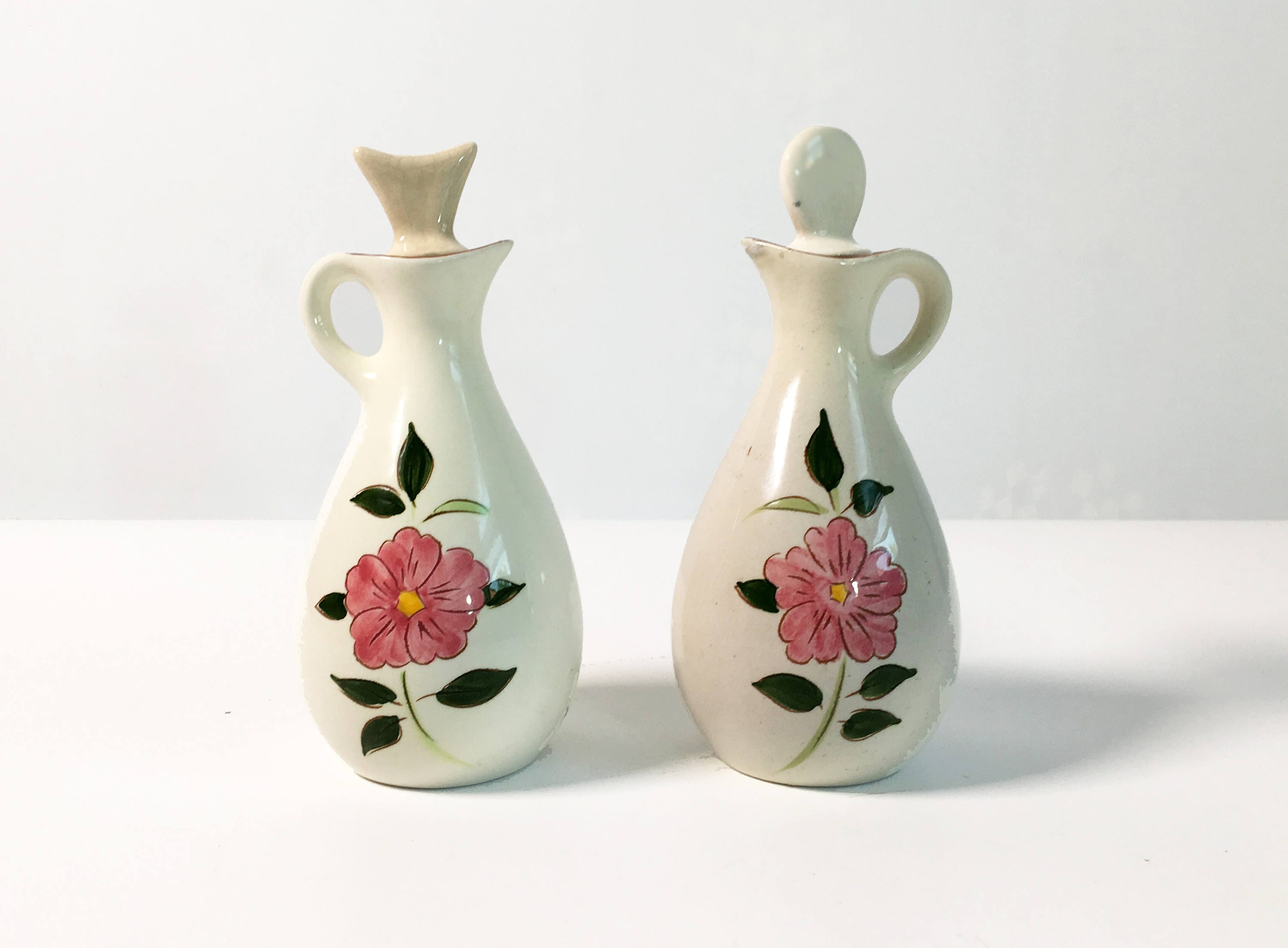 Mid Century Stangl Wild Rose Cruet Set - Oil & Vinegar Cruets by Stangl ...