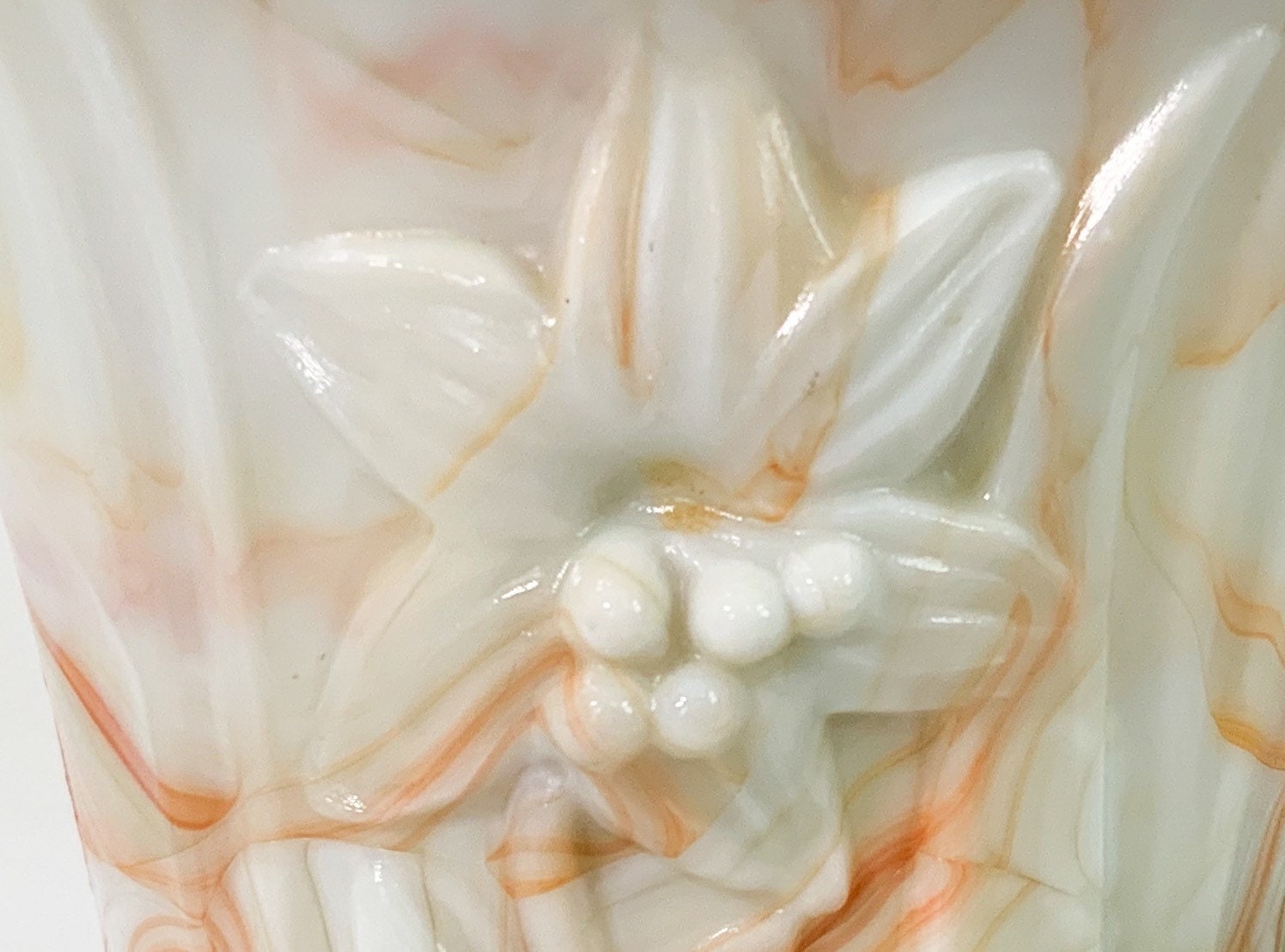 Vintage Akro Agate Lily Orange w/ White Slag Glass Vase - Flowers ...