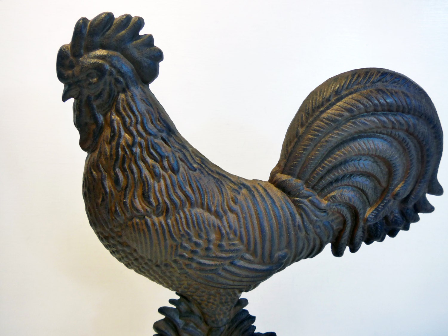 LARGE ROOSTER Cast Iron Decot - Vintage Chicken Cast Metal Doorstop ...