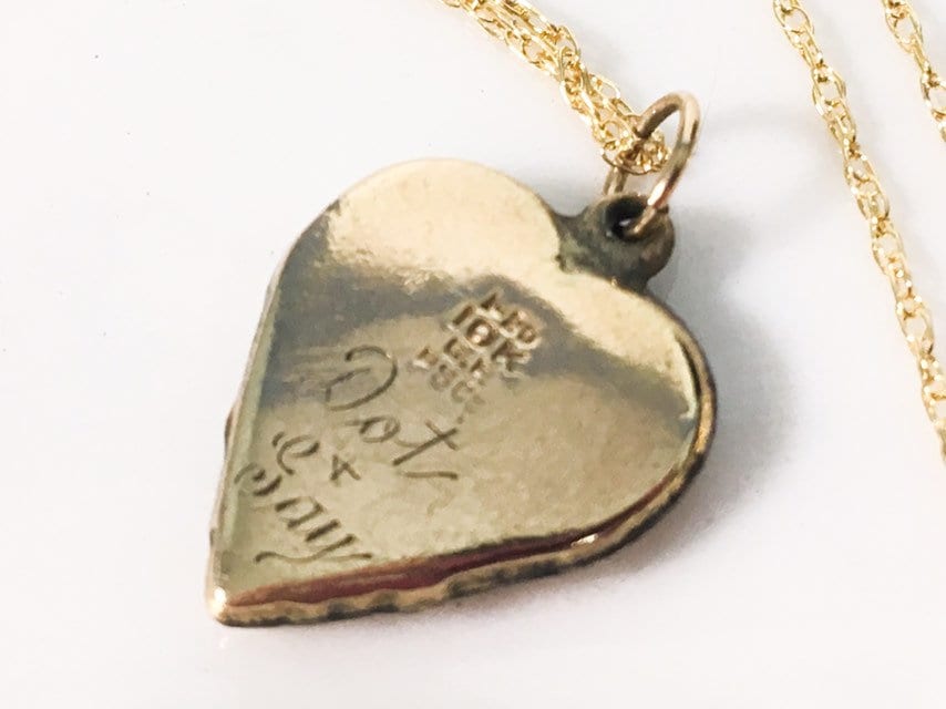 Antique 10K Gold Filled Heart Pendant Necklace - Vintage Petite ...