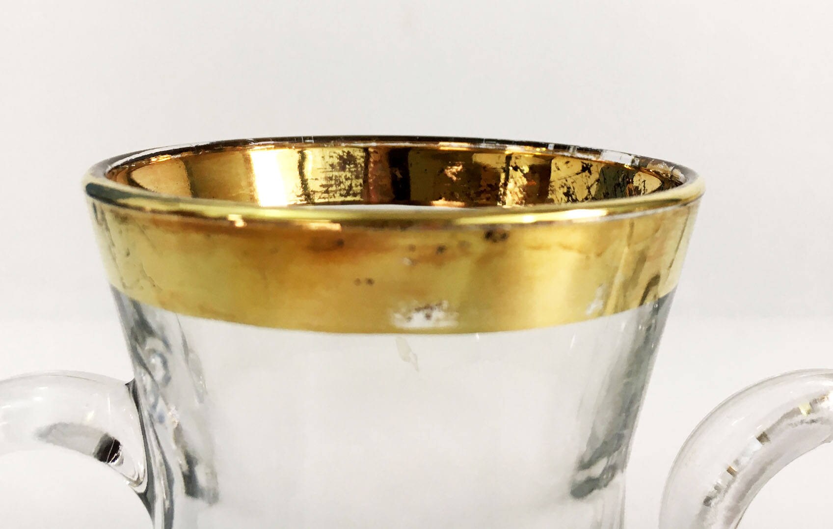 Set Of 4 Clear Glass Gold Rim Coffee Mugs Glasses Made In Italy Gold Rimmed Irish Coffee