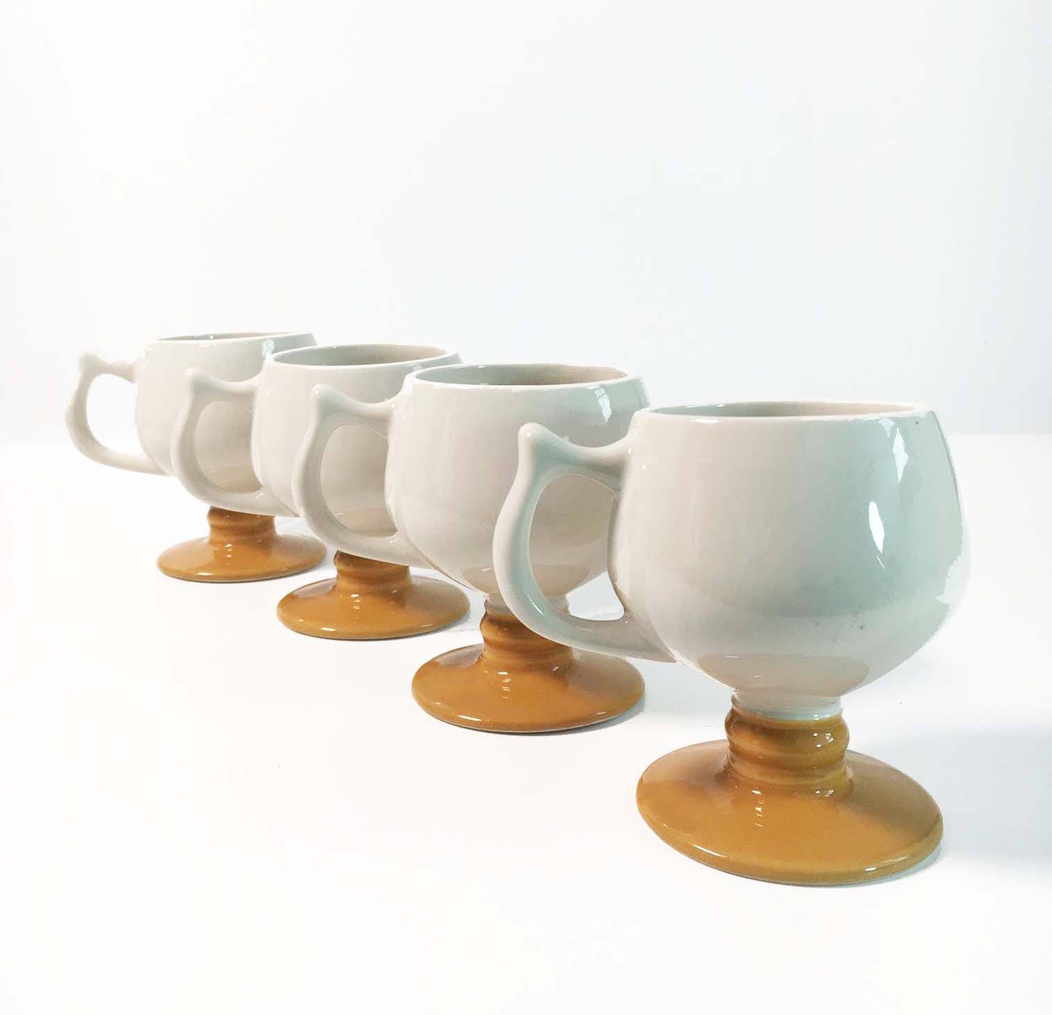 Set of 4 Vintage Hall Stoneware Mugs No. 2274 - Cream Tan Brown ...
