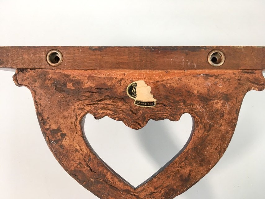 Vintage Syroco Wood Shelf - Reddish Brown Wood Shelf - Syracuse ...