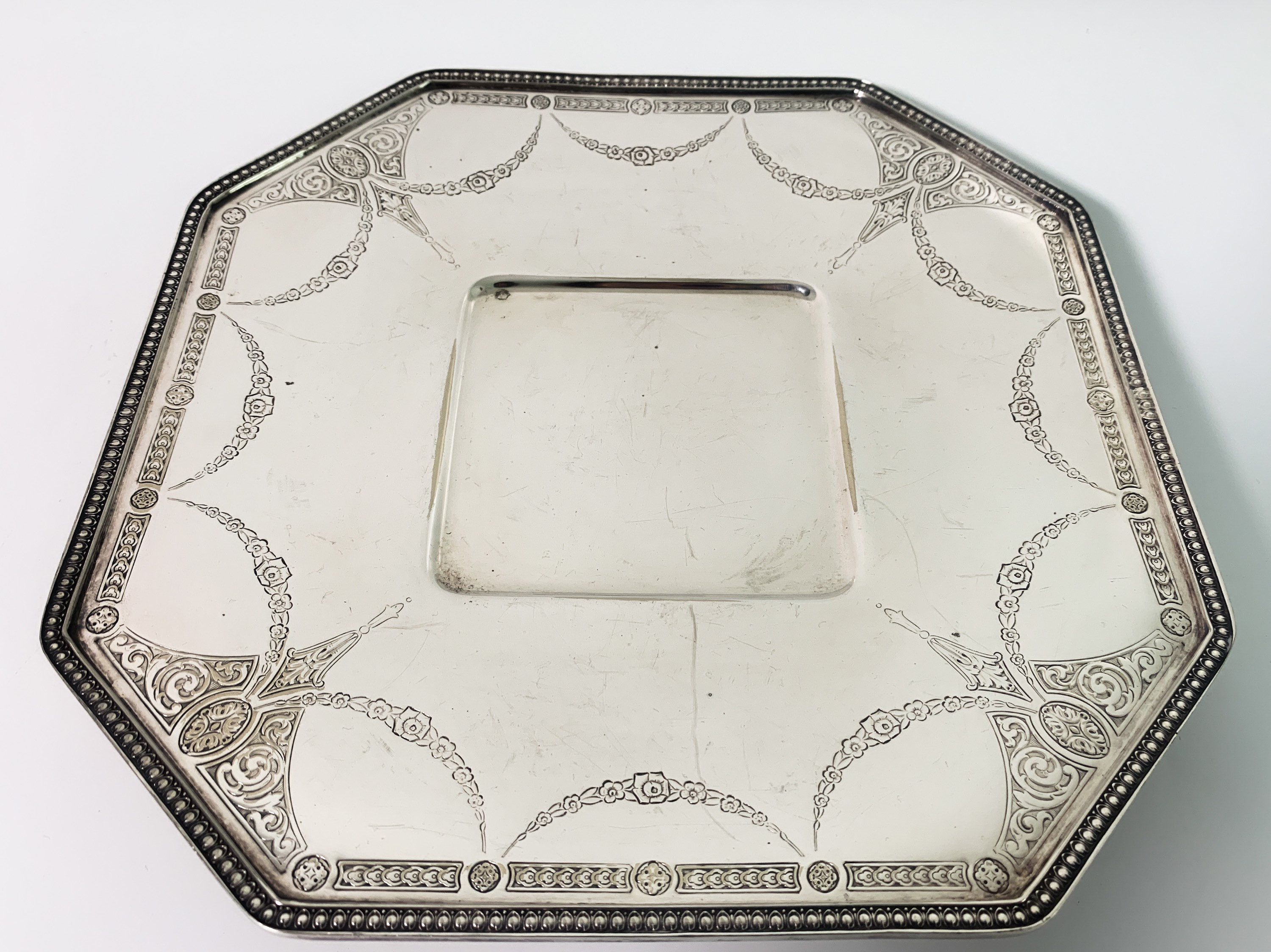 Antique Wallingford Wallace Silverplate Etched Garland Tray - Vintage ...