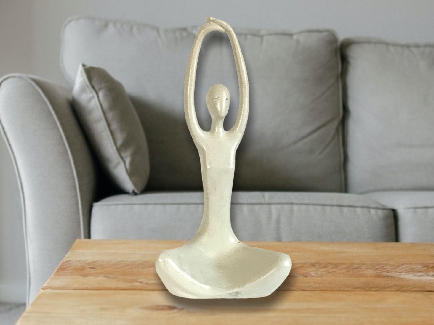 Mid century Statue Abstract Figure Off-white Modern Mod - Seated Person ...