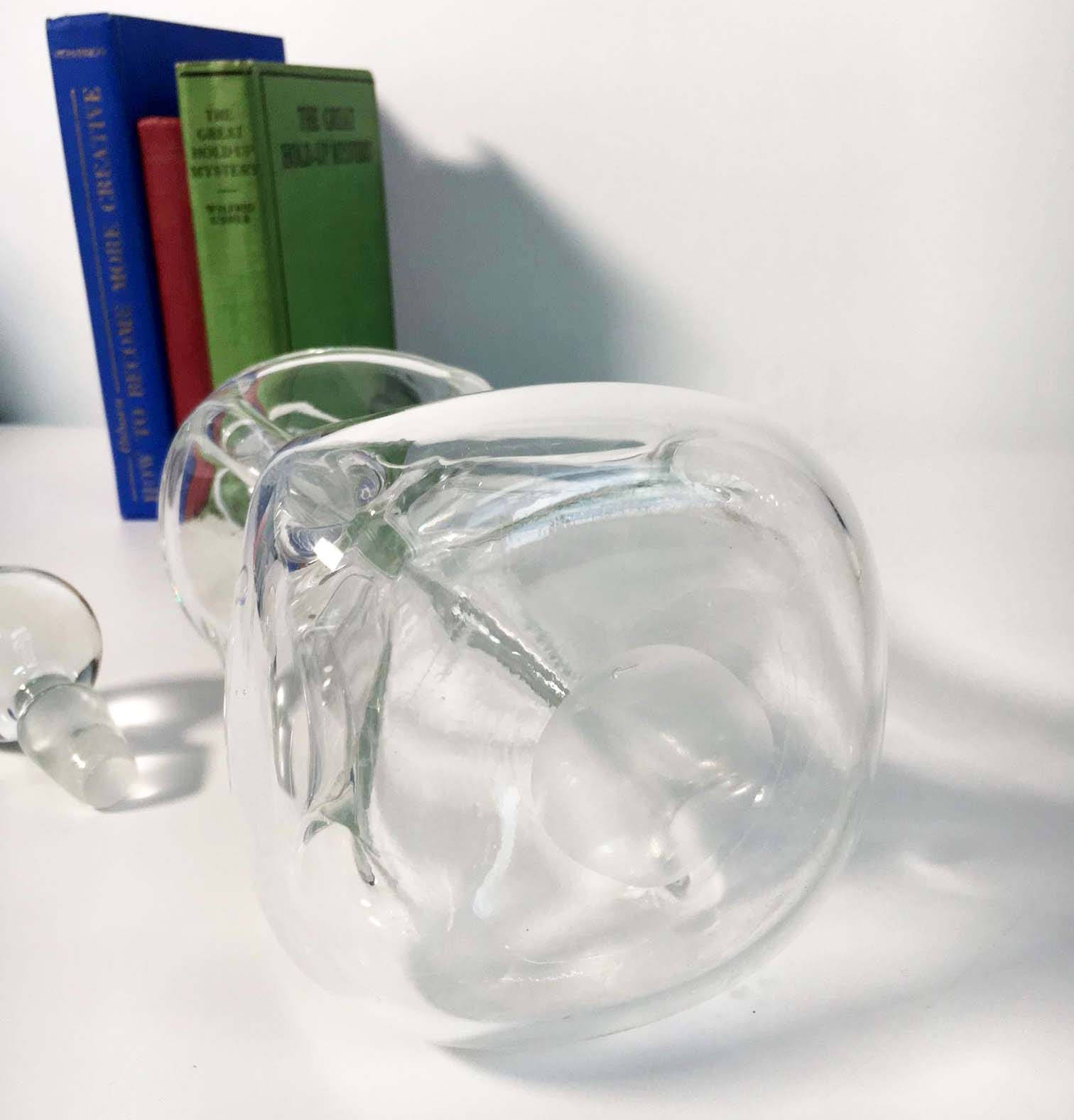 Retro Clear Art Glass Pinch Decanter with Stopper - Danish Modern ...