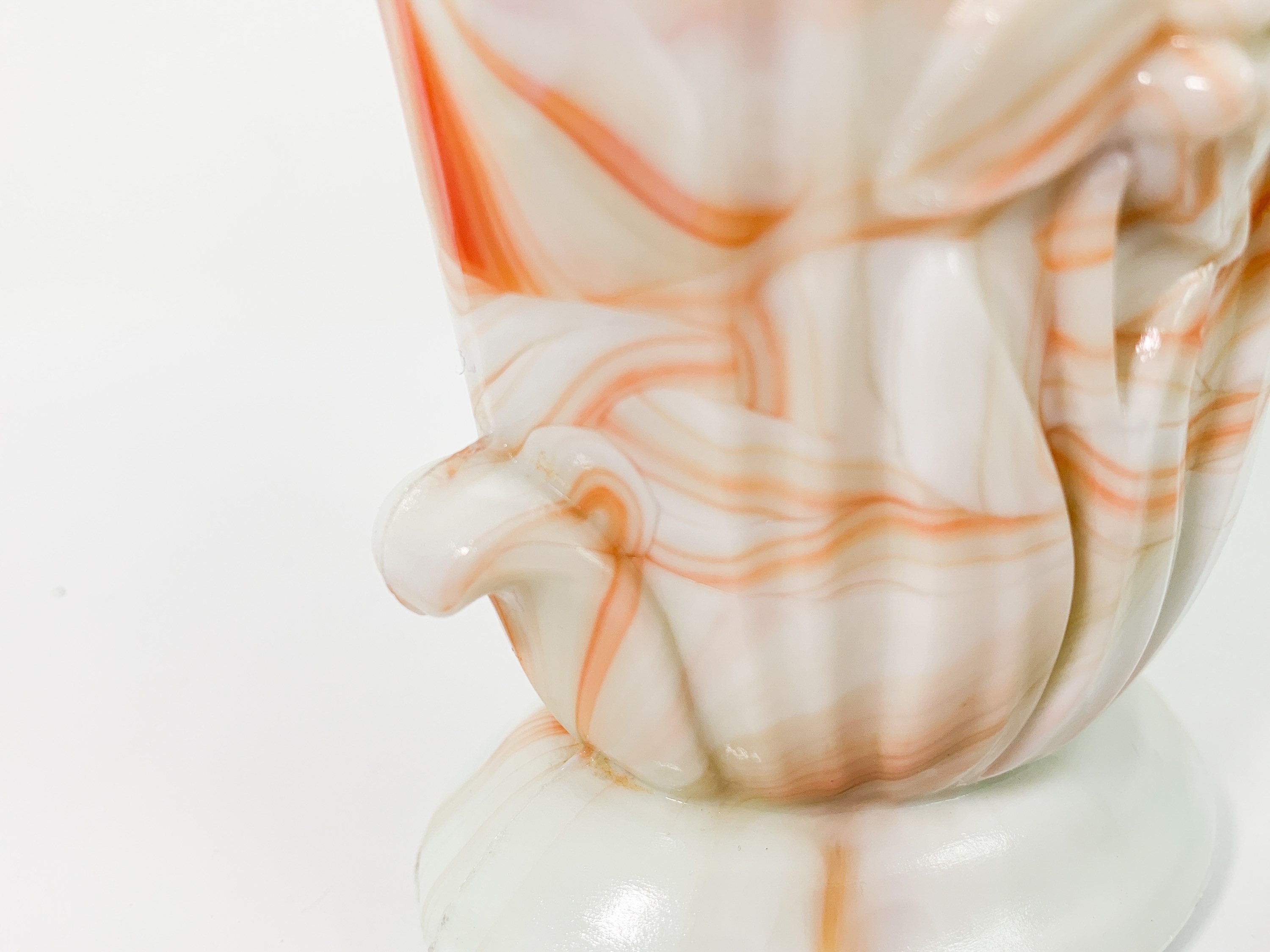 Vintage Akro Agate Lily Orange w/ White Slag Glass Vase - Flowers ...