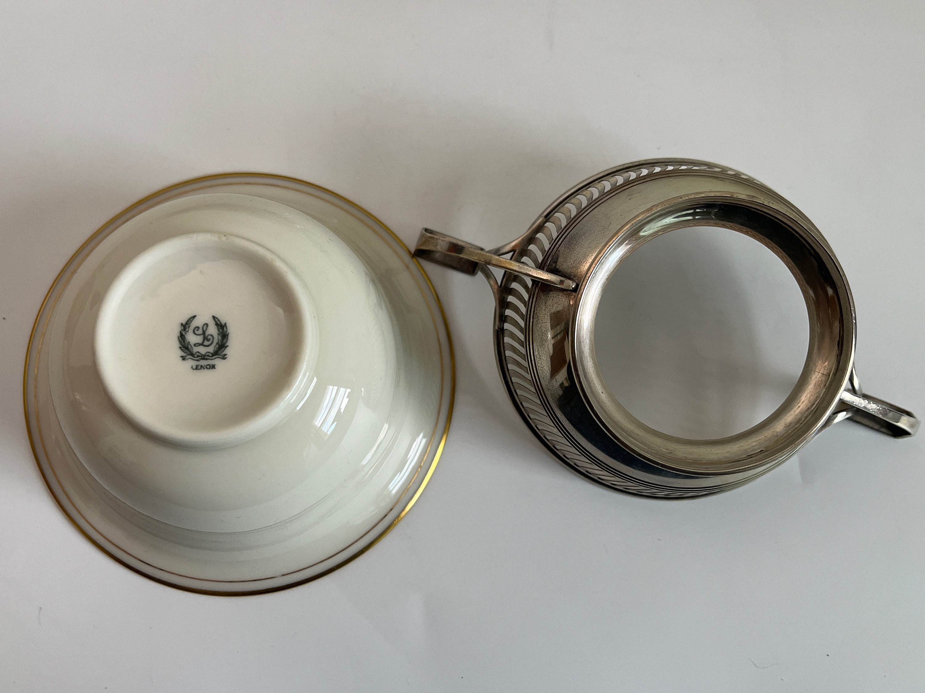 10 GORHAM Sterling Silver Soup / Bouillon Cup Openwork Holders w/ 10 ...