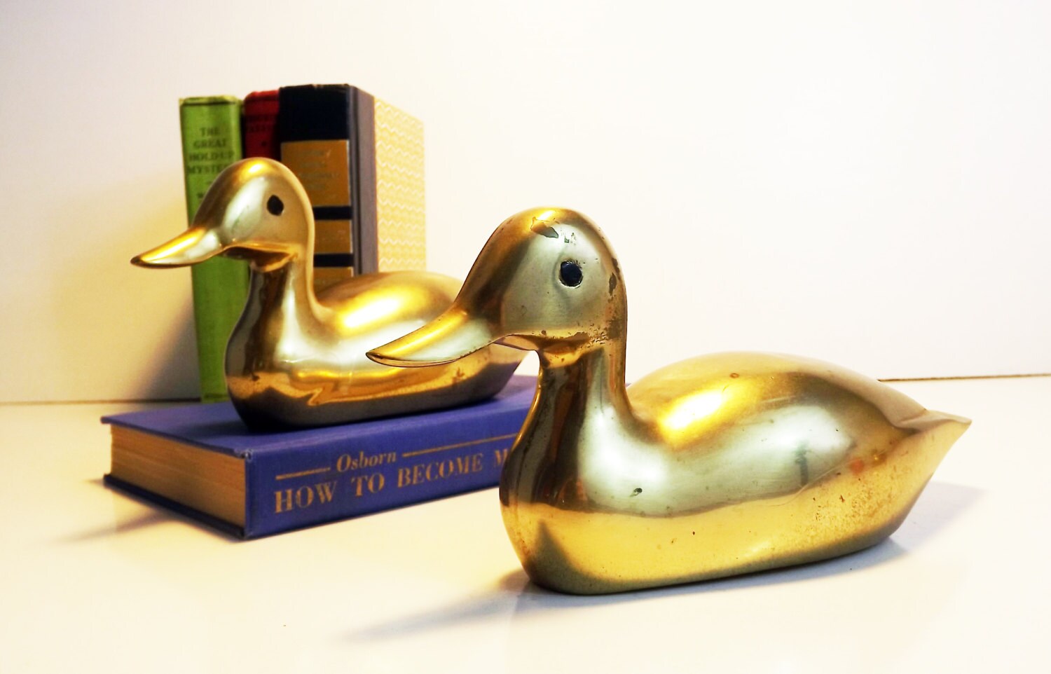 Vintage Pair of Brass Ducks - Large Set of 2 Brass Duck - Animal ...