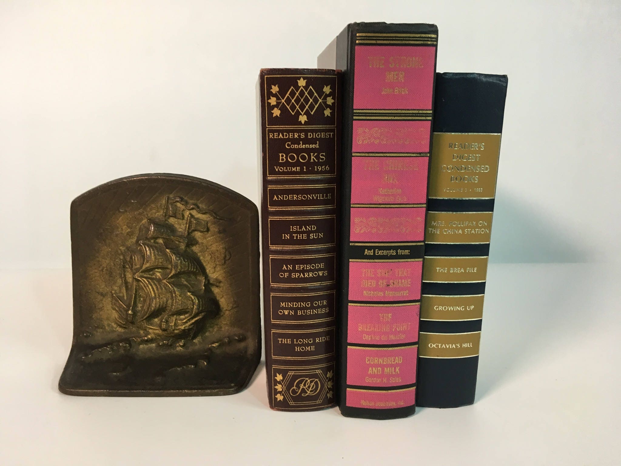 Vintage / Antique Ship Nautical Bookend - Cast Metal Copper Colored ...