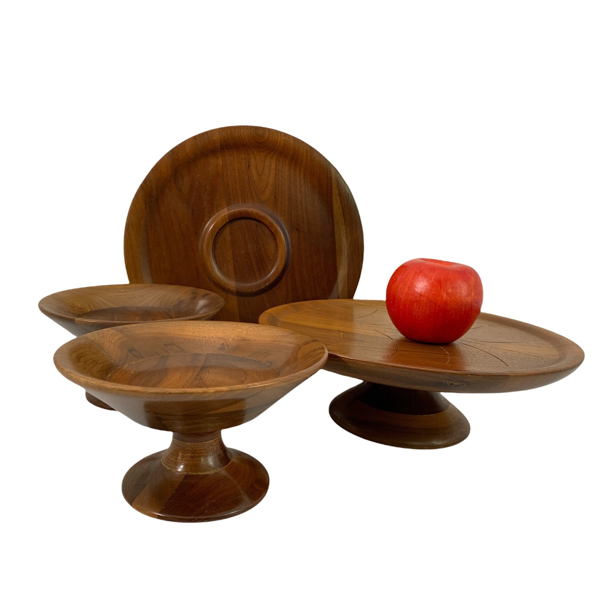Vintage 4 Piece Solid American Walnut Wood Serving Set - Mixed ...