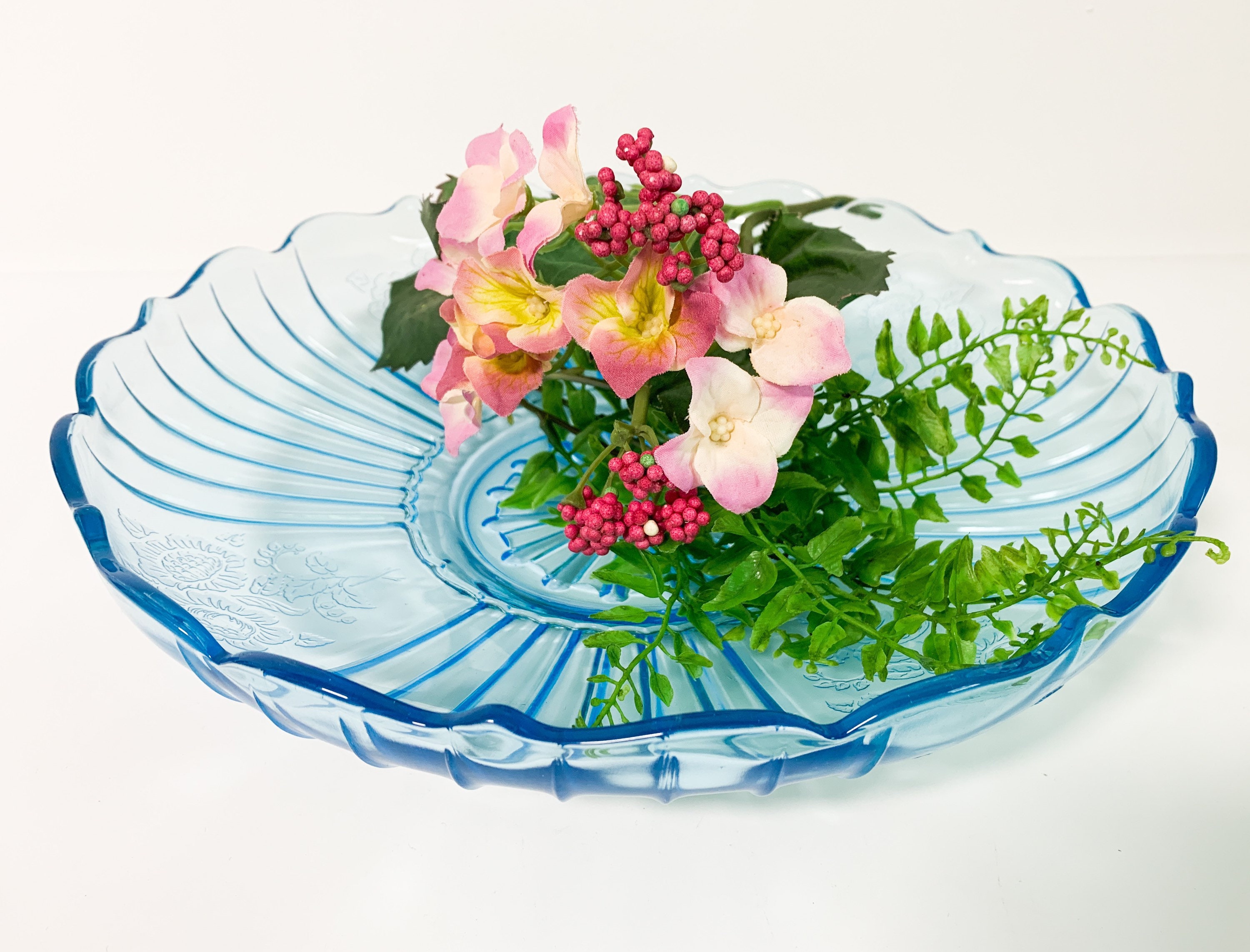 Vintage Mayfair Blue Low Bowl by Anchor Hocking Depression Glass ...