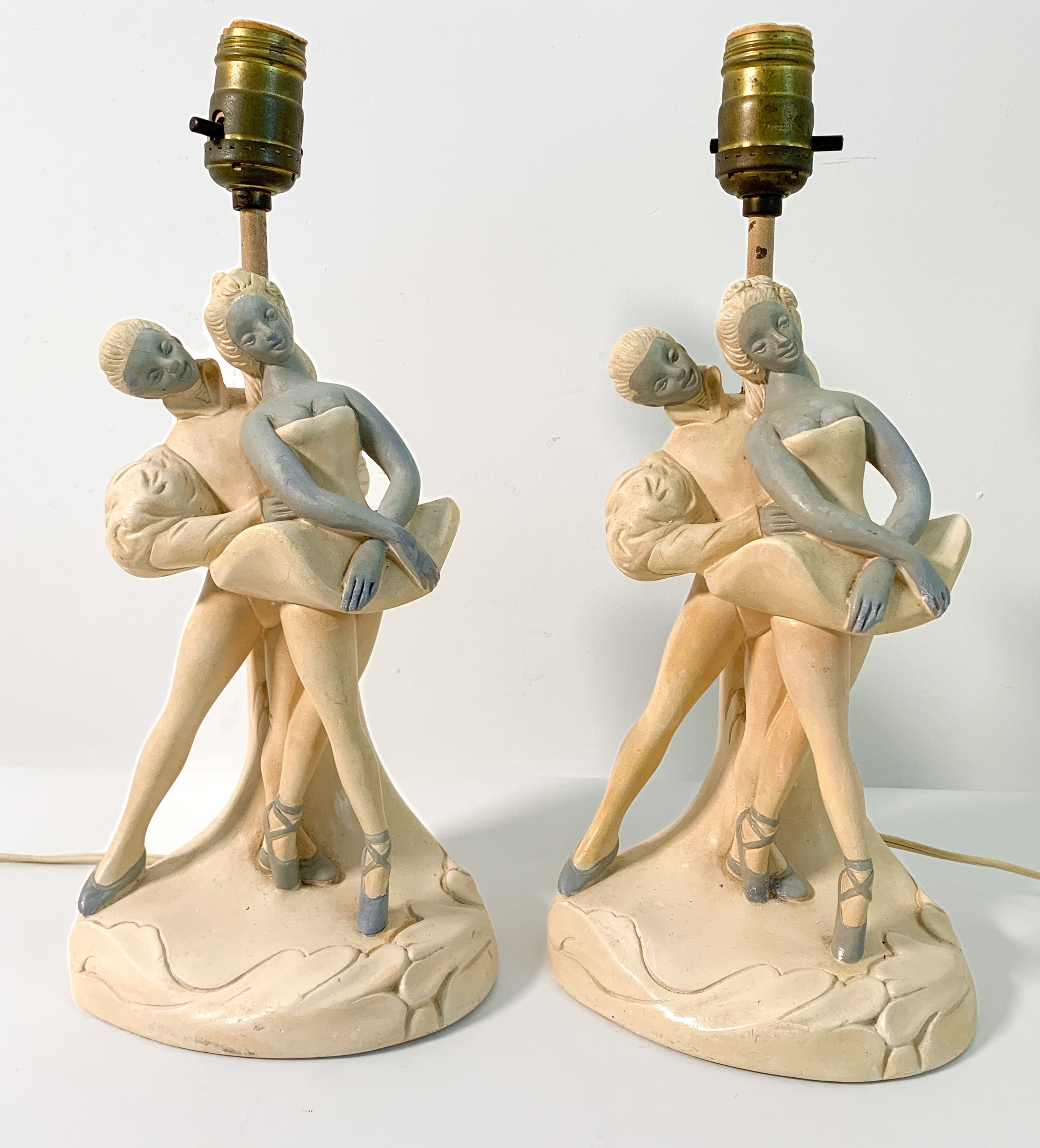 Vintage Pair Chalkware Ballerina Lamps - Kitsch Mid century Lighting ... Vintage Pair Chalkware Ballerina Lamps - Kitsch Mid century Lighting ...
