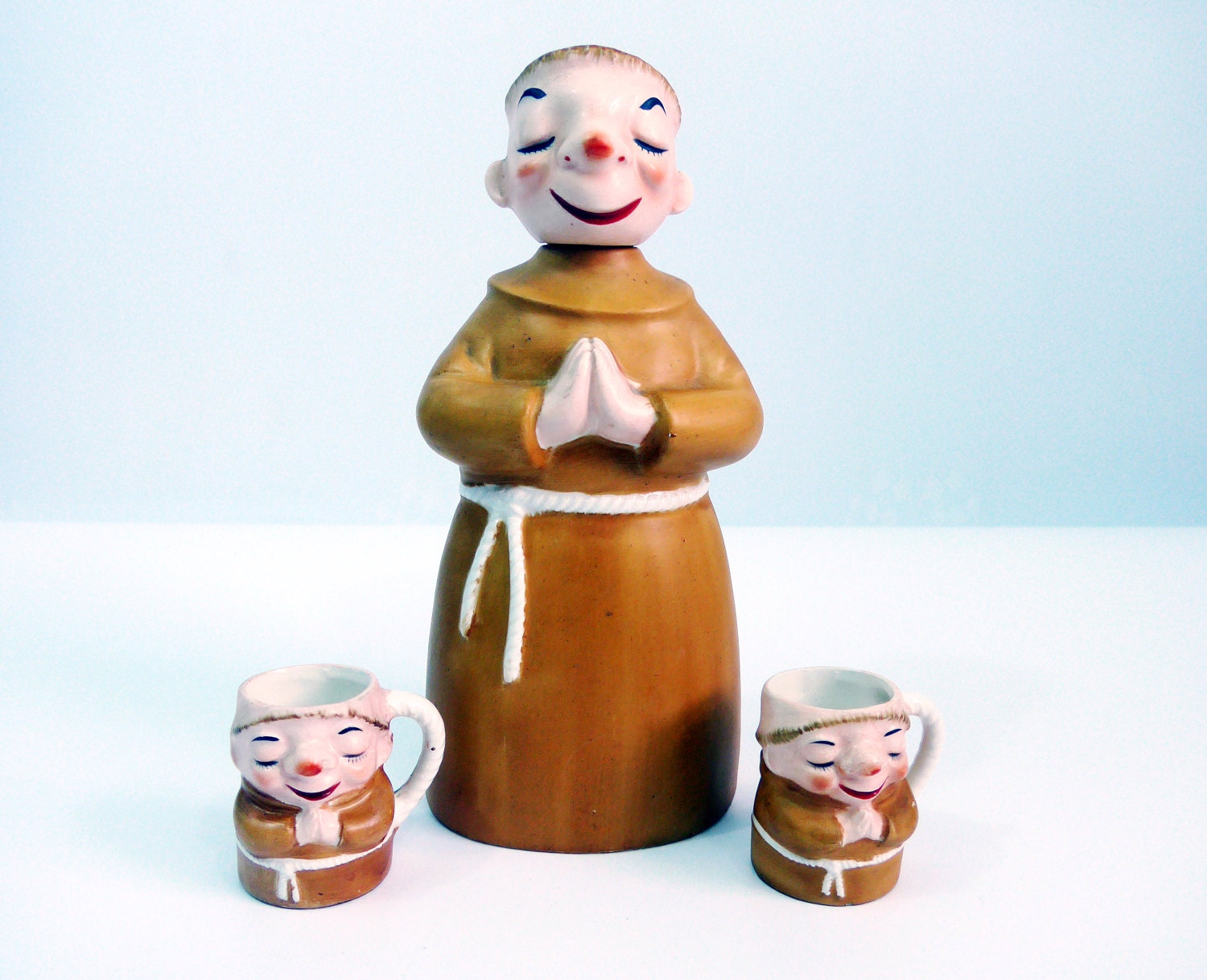 Decanter Set Friar Monk & 2 Shot Glass Cups / Enterprise Exclusive Mugs ...