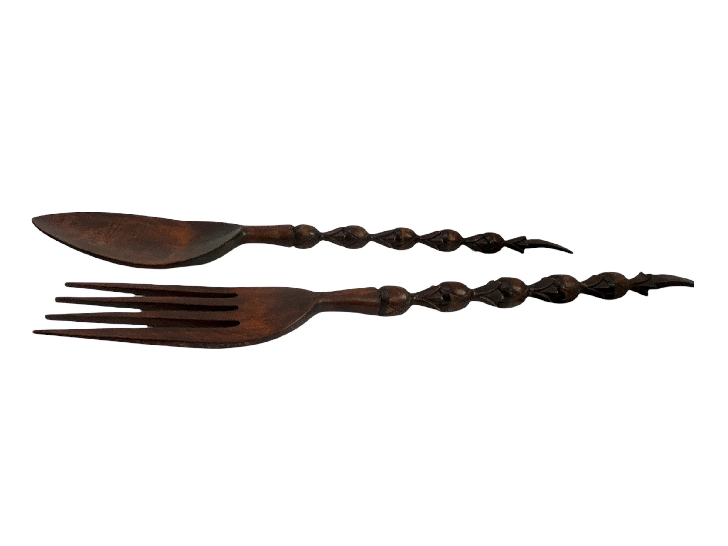 Retro VERY LARGE Oversized Wooden Spoon & Fork Set - Vintage Mid ...