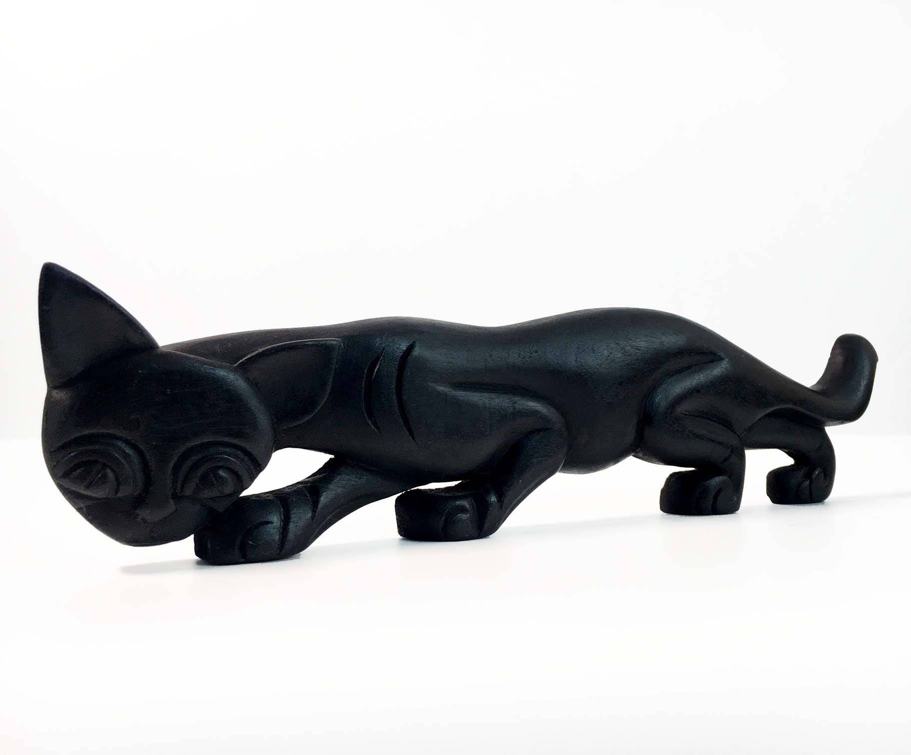 RESERVED Vintage Pair of Wooden Black Cat Statues or Wall Hangings ...