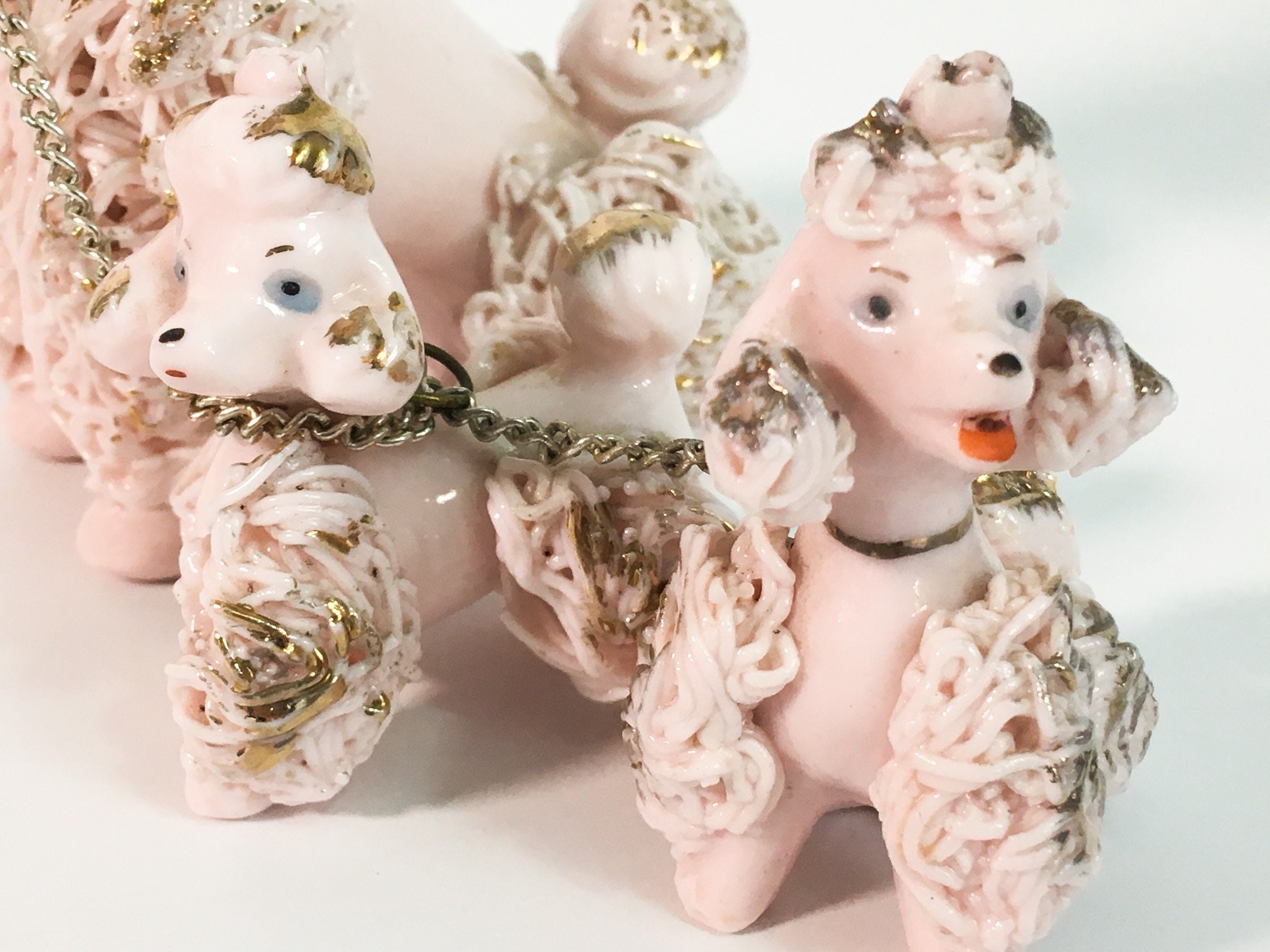 RESERVED for MERLE Vintage Ceramic Pink Poodle Figurines - 3 Kitsch ...