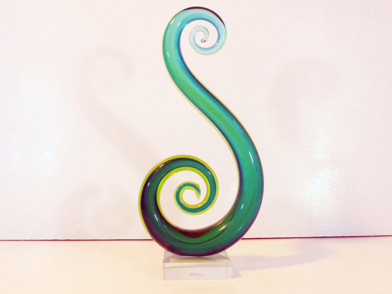 Murano Green Cased Glass Clef Vintage Art Glass - Mid century Mod ...