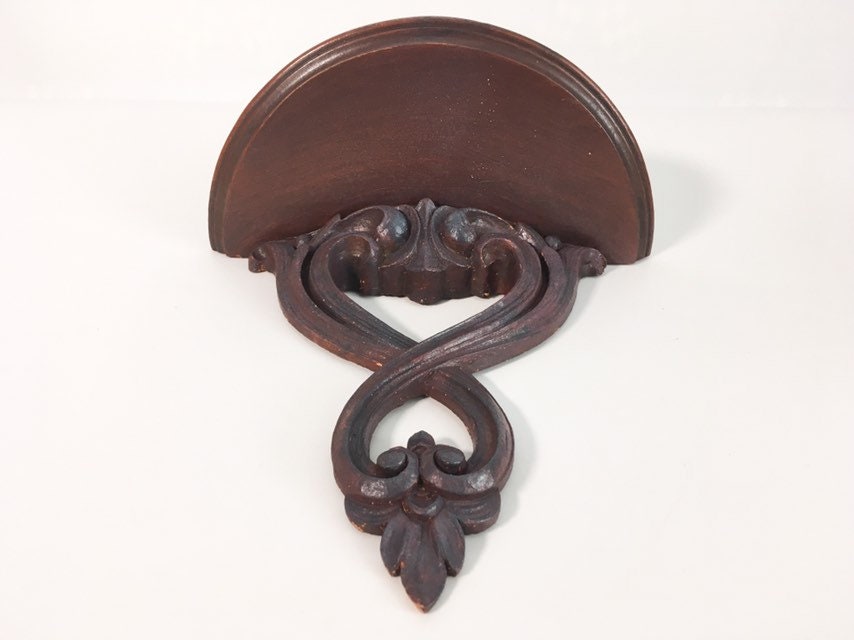 Vintage Syroco Wood Shelf - Reddish Brown Wood Shelf - Syracuse ...