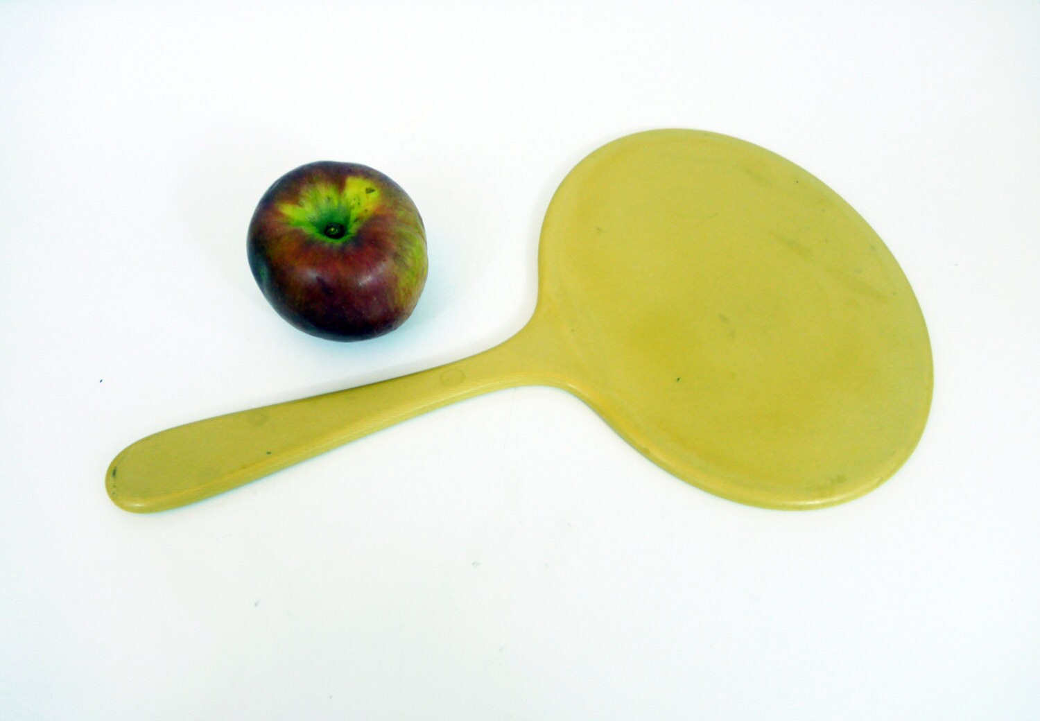 Vintage Yellow or Dark Ivory Celluloid Hand Mirror - LARGE Oval Art ...