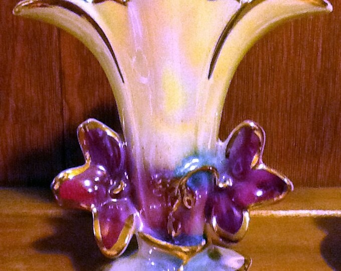 GOLDRA, E. Palestine VASE White Purple Blue With Pearlized Vintage Home ...