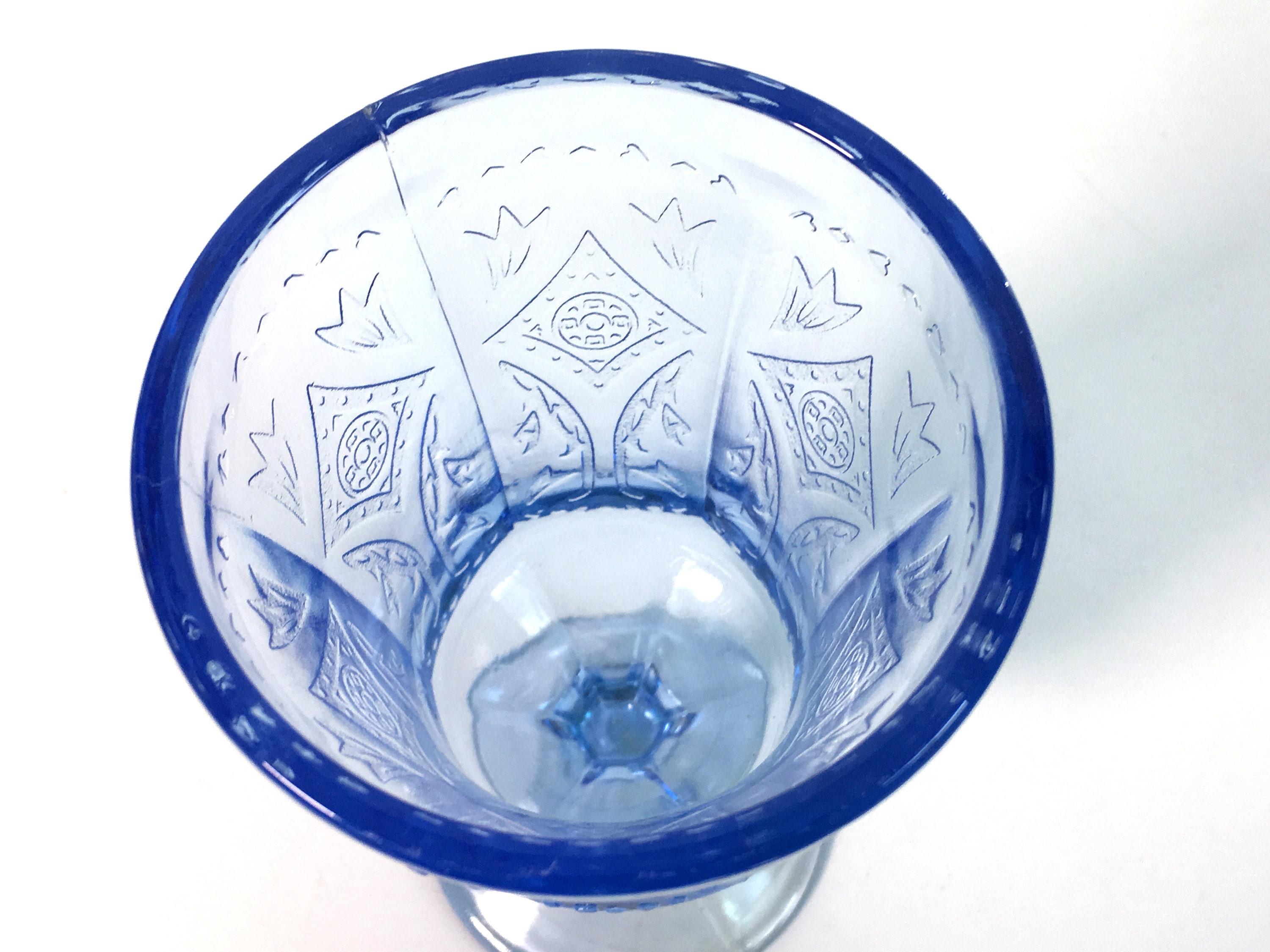 Vintage Recollection Blue Water Glass Indiana Glass Goblets Single
