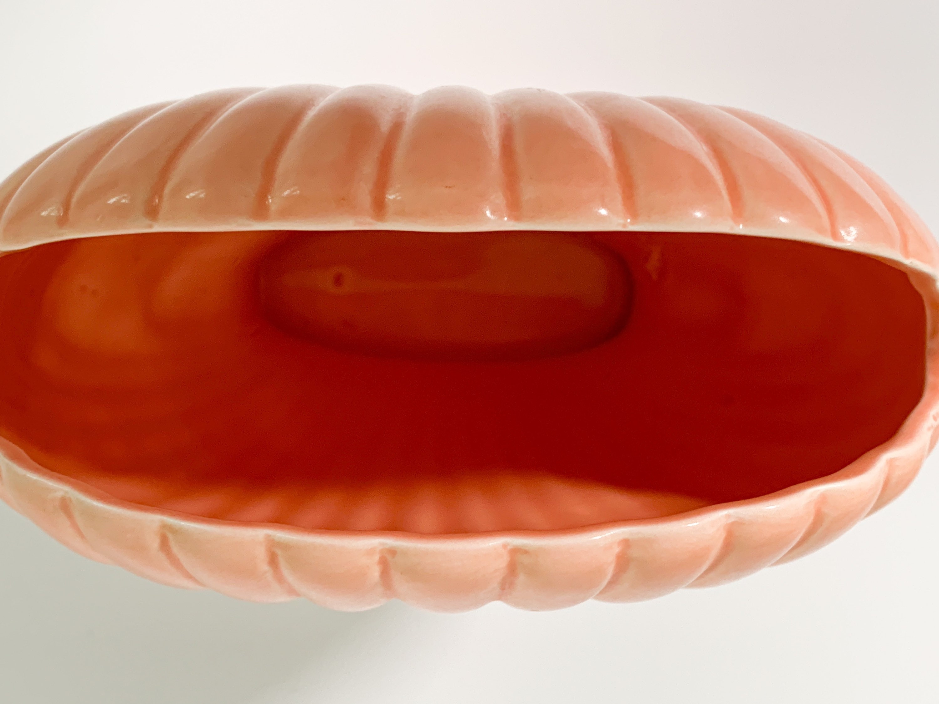 Vintage Pink Ceramic Vase Mid century - Retro Shell Shape Pottery Home ...