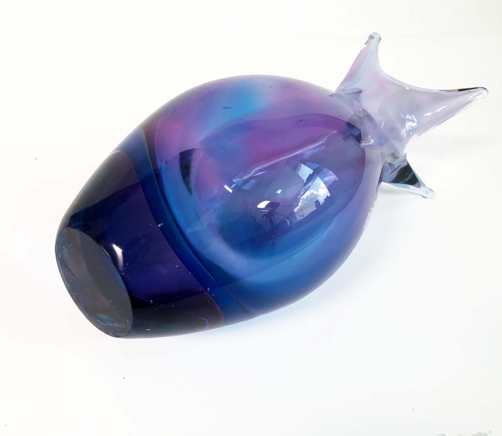 Vintage Art Glass Vase - Iridescent Purple and Blue Cased Glass Vase ...