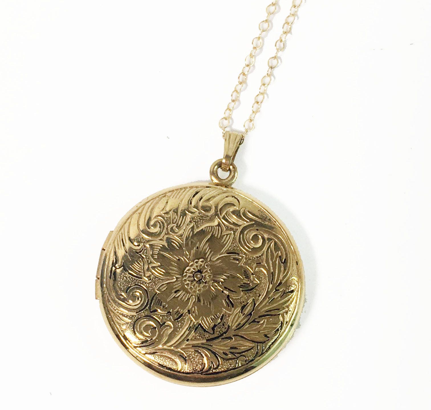 Vintage WEH HAYWARD Gold Filled Locket Necklace on 14K GF Chain - Large ...