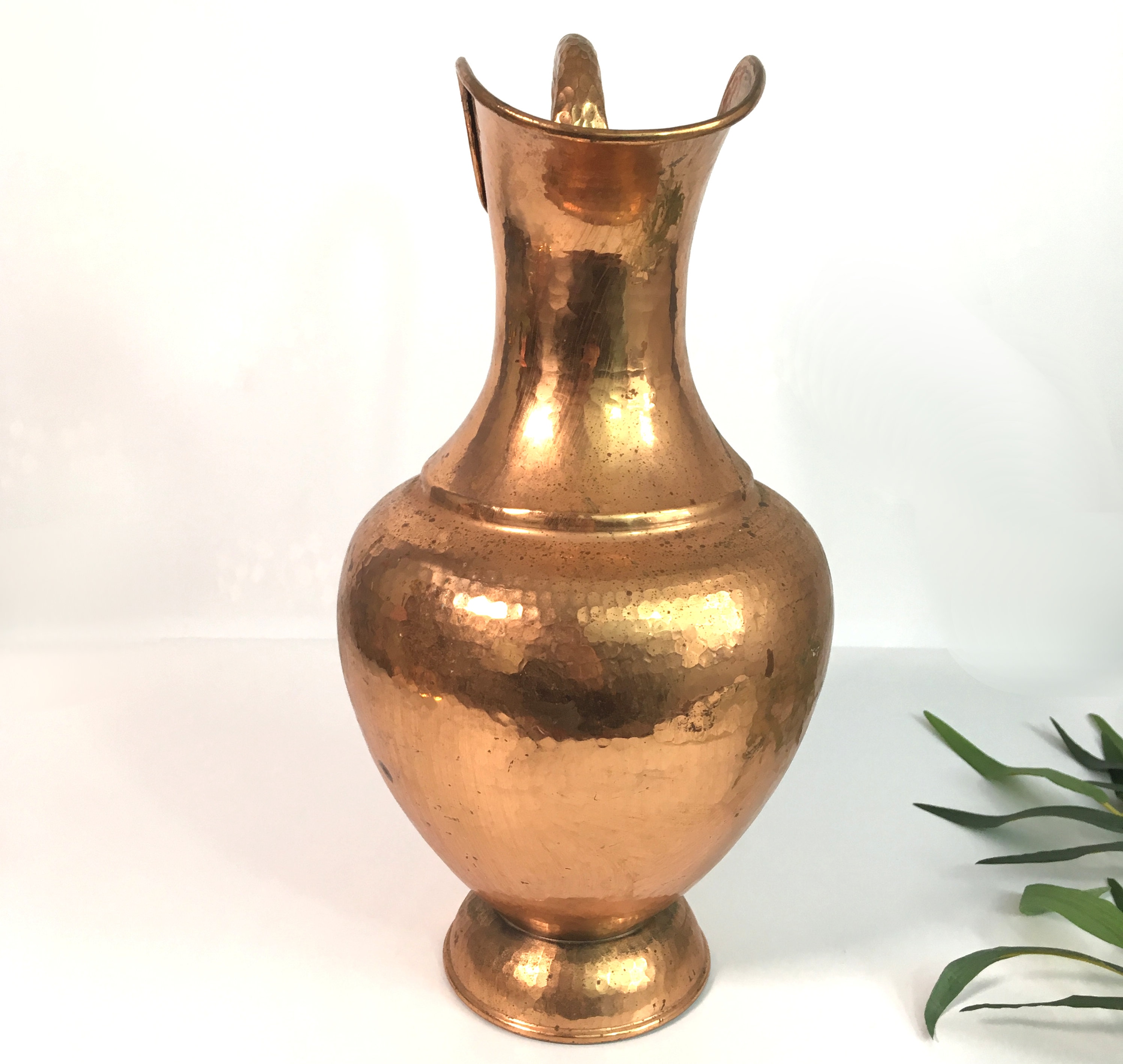 Vintage Large Hammered Copper Pitcher Italy Design - Home Decor Jug ...