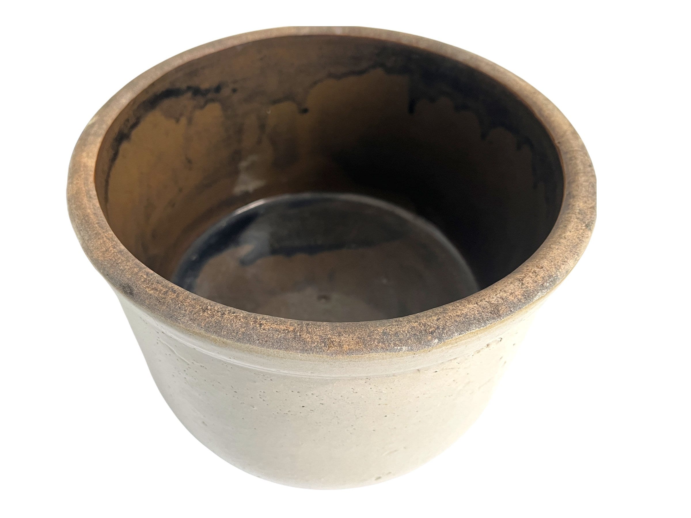 Antique Crock Round w/ Brown Interior Glaze - Marked 7 1/4 Farmhouse ...