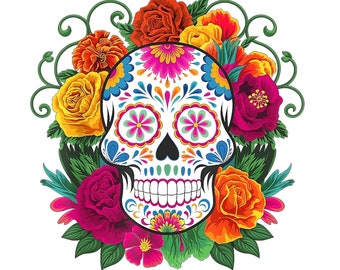 Dia De Los Muertos Clipart, Sugar Skull SVG, Sugar Skull Clip Art, Day ...