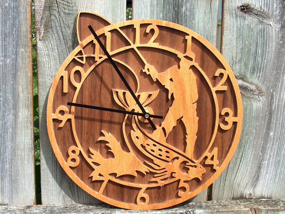 Fisherman Gift, Fishing Wall Clock, Fishing Decor, Retirement Gift Idea ...