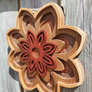 Wood Flower Wall Decor, Layered Wood Art, Farmhouse Decor, Rustic Wood ...