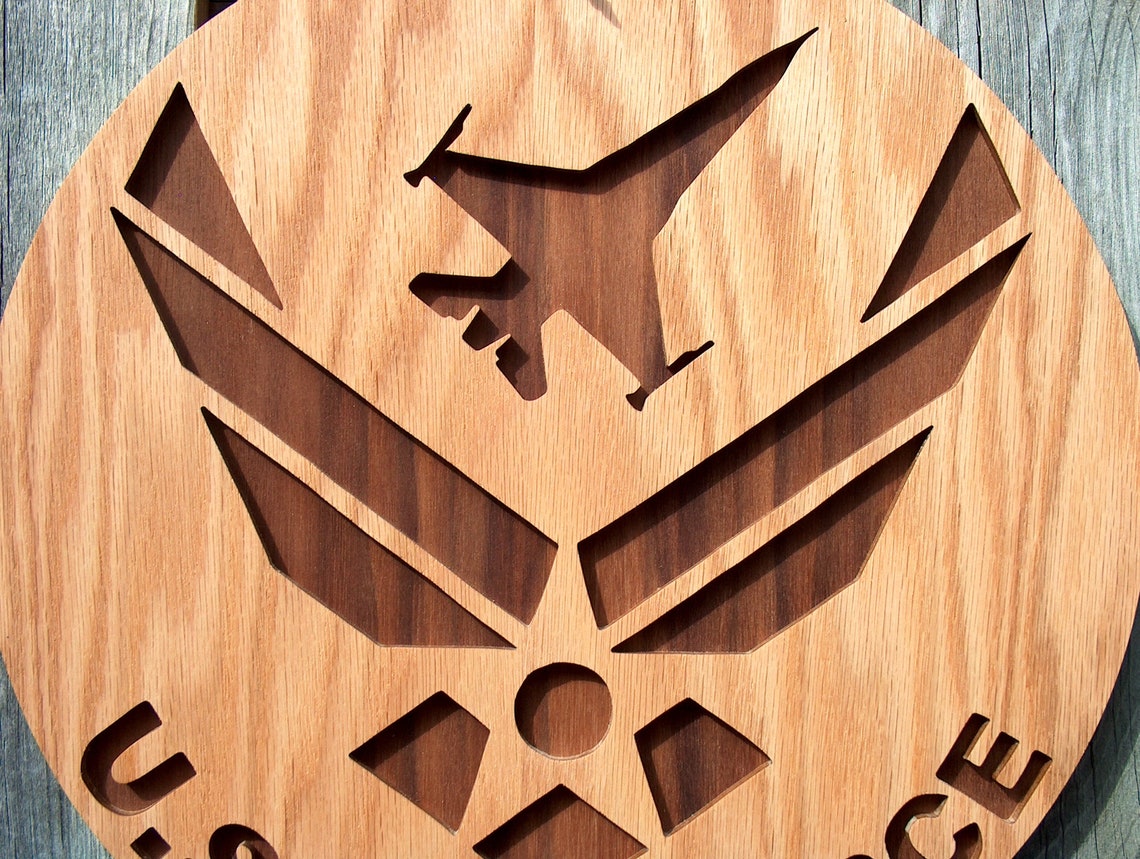 Air Force Wood Sign: Scroll Saw Veteran Gift, Oak & Walnut - Etsy