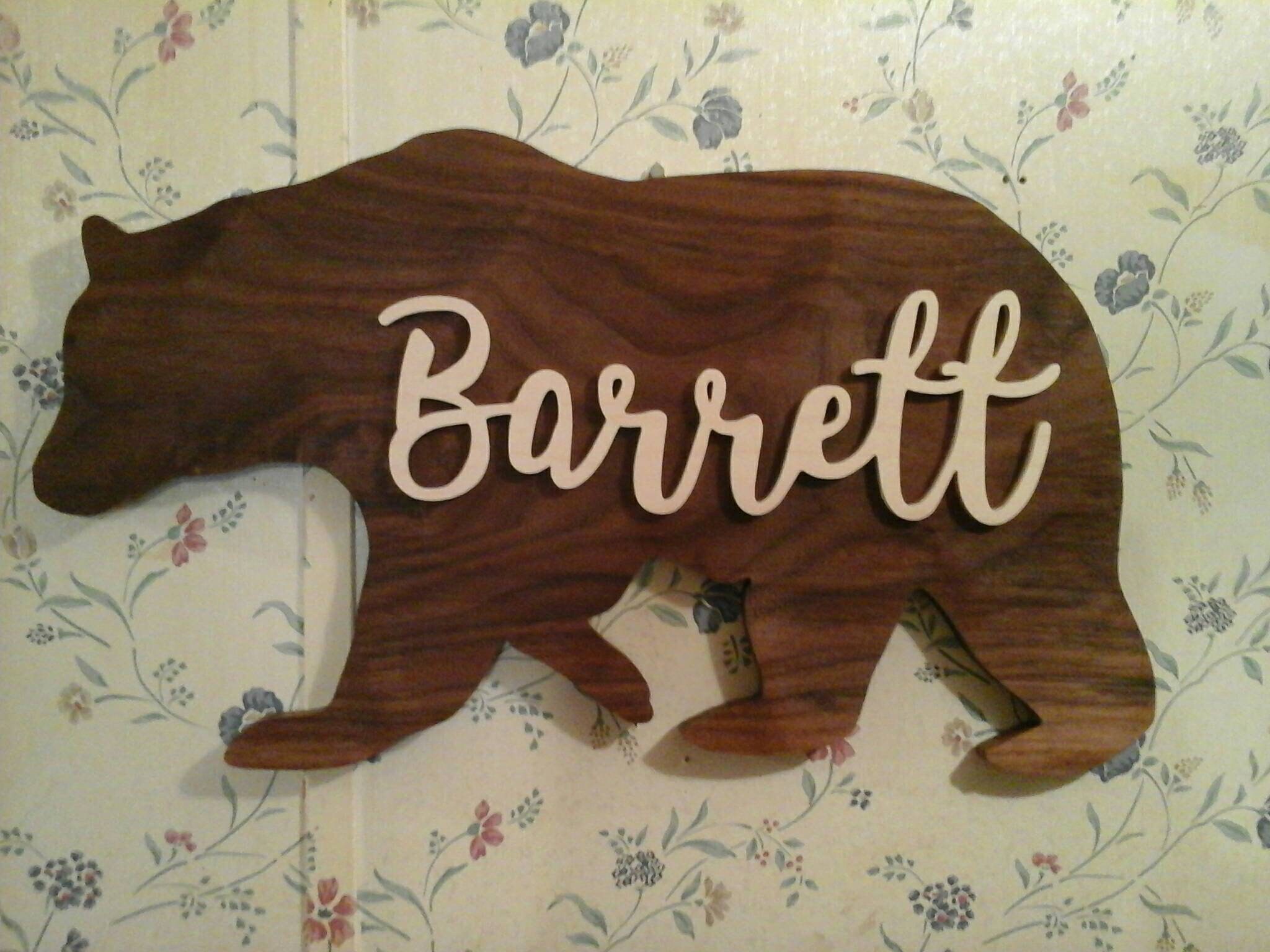 Woodland Custom Name Sign, Personalized Decor, Baby Bear, Nursery Name ...