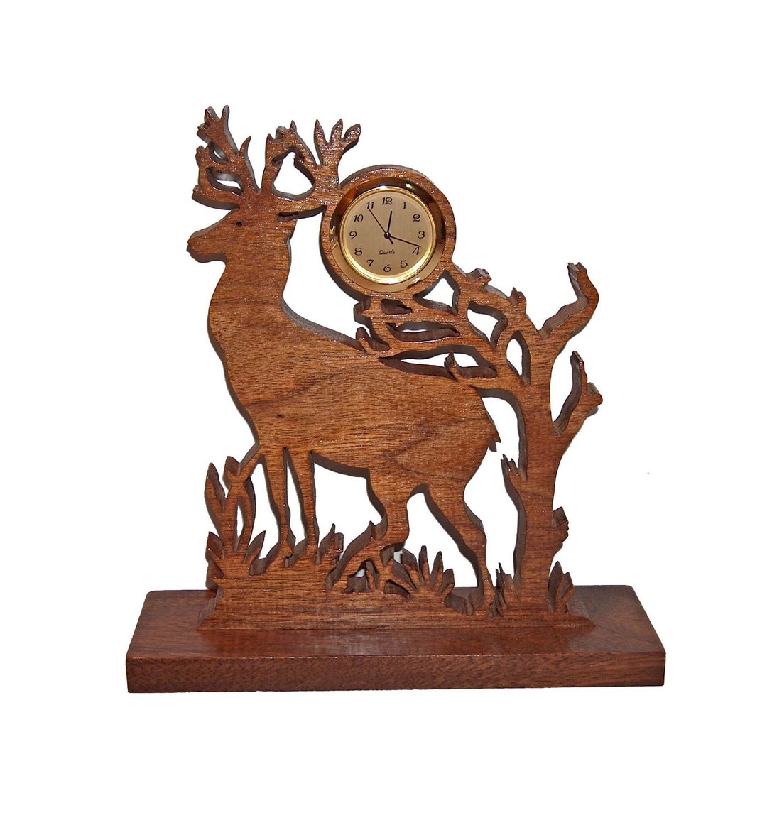 Deer Hunter Gift, Deer Desk Wood Clock, Retirement Gift Idea, Hunting ...