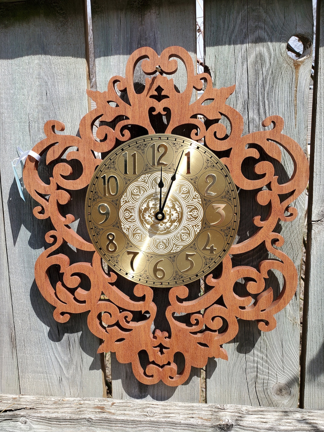 Vintage Style Wood Wall Clock, Rustic Clock, Retirement Gift, Fretwork ...