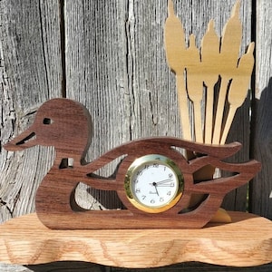 Wood Mallard Desk Clock, Duck Decor, Retirement Gift Idea, Duck Hunting ...
