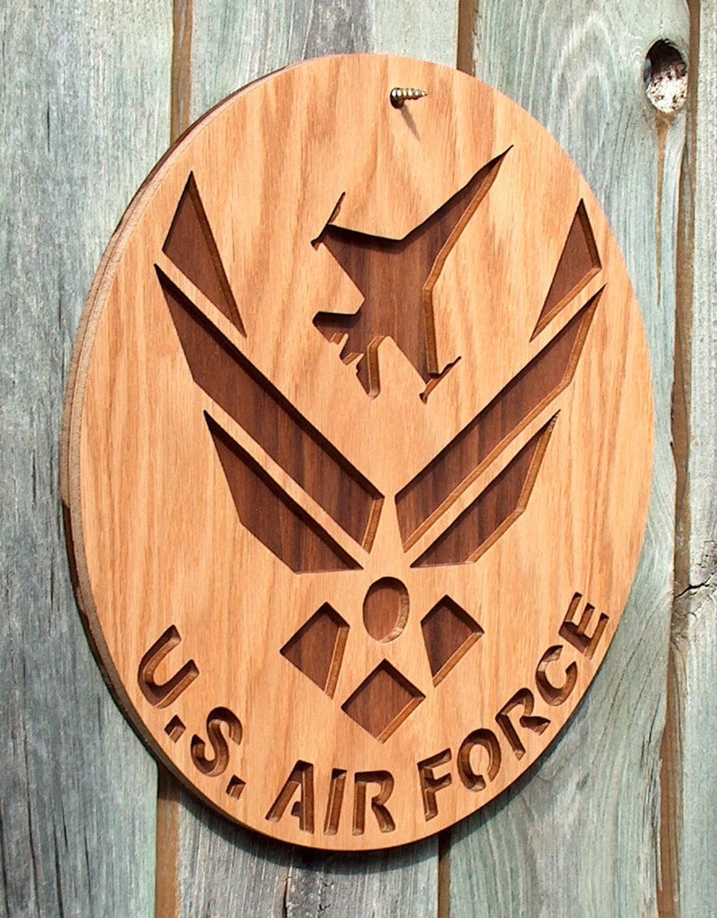 Air Force Wood Sign: Scroll Saw Veteran Gift, Oak & Walnut - Etsy