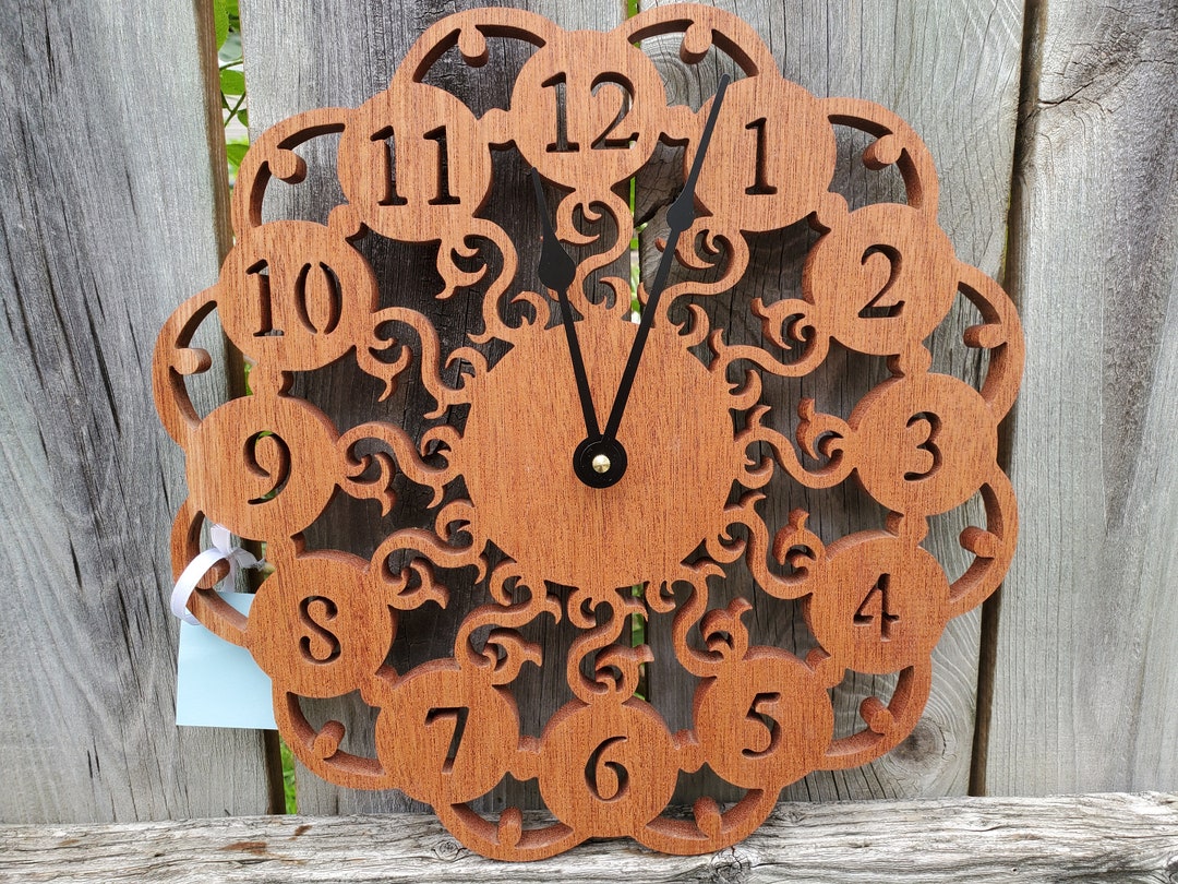 Rustic Wood Wall Clock, Retirement Gift Idea, Fretwork Clock, Keepsake ...