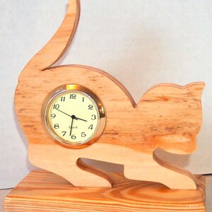 Cat Lover Gift, Cat Desk Clock, Playful Kitty, Wood Cat Clock, Cat Art ...