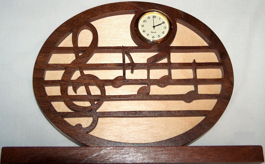 Scroll Saw Music Notes Clock: Walnut & Birch Wood Decor - Etsy