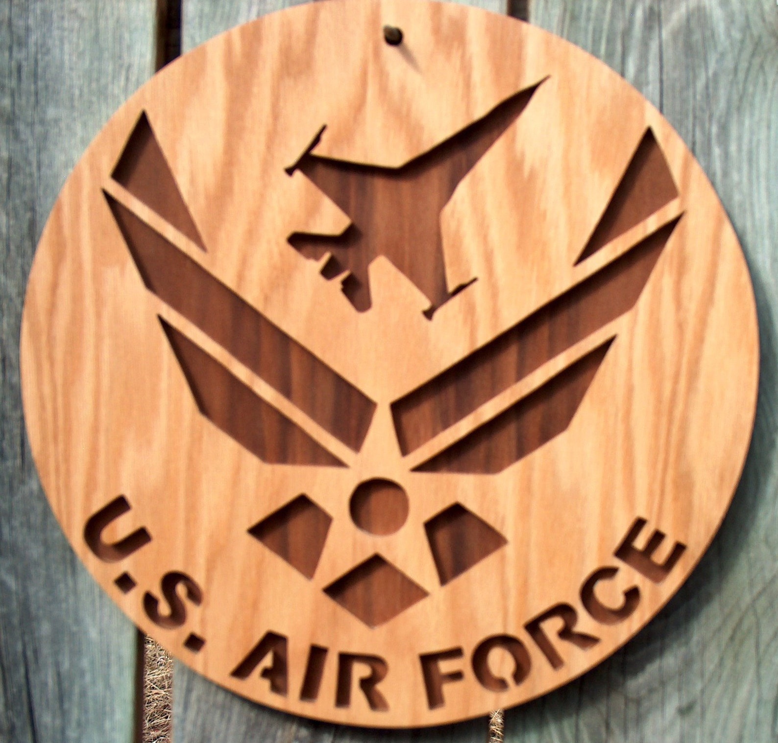 Air Force Wood Sign: Scroll Saw Veteran Gift, Oak & Walnut - Etsy