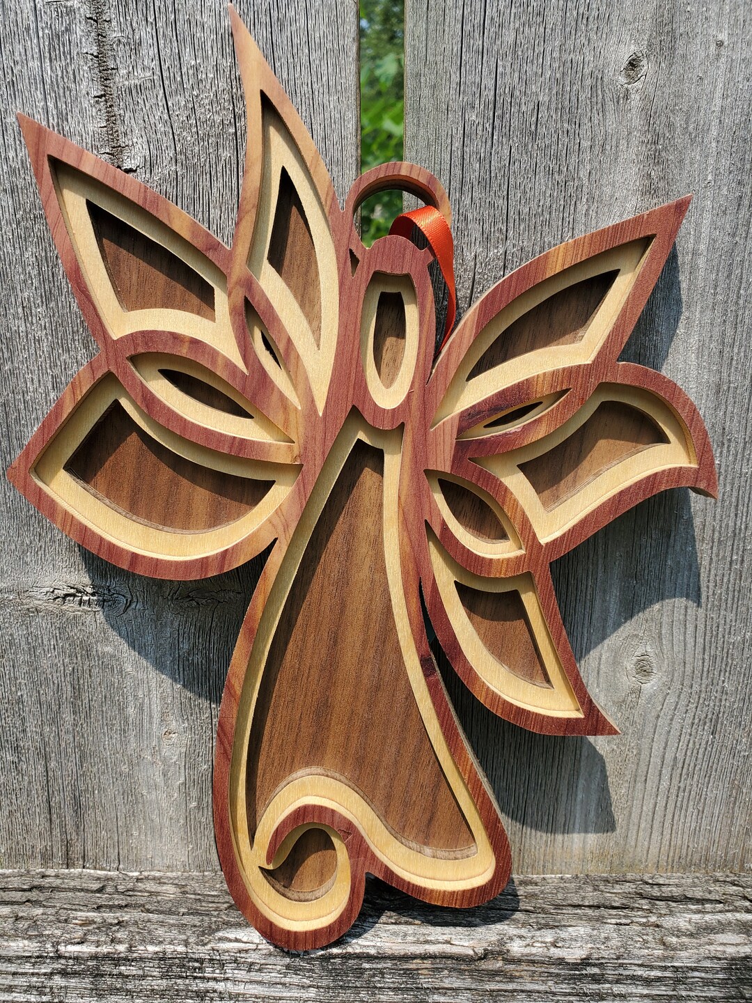 Handmade Wood Angel Wall Art: Walnut, Poplar, Cedar Decor - Etsy